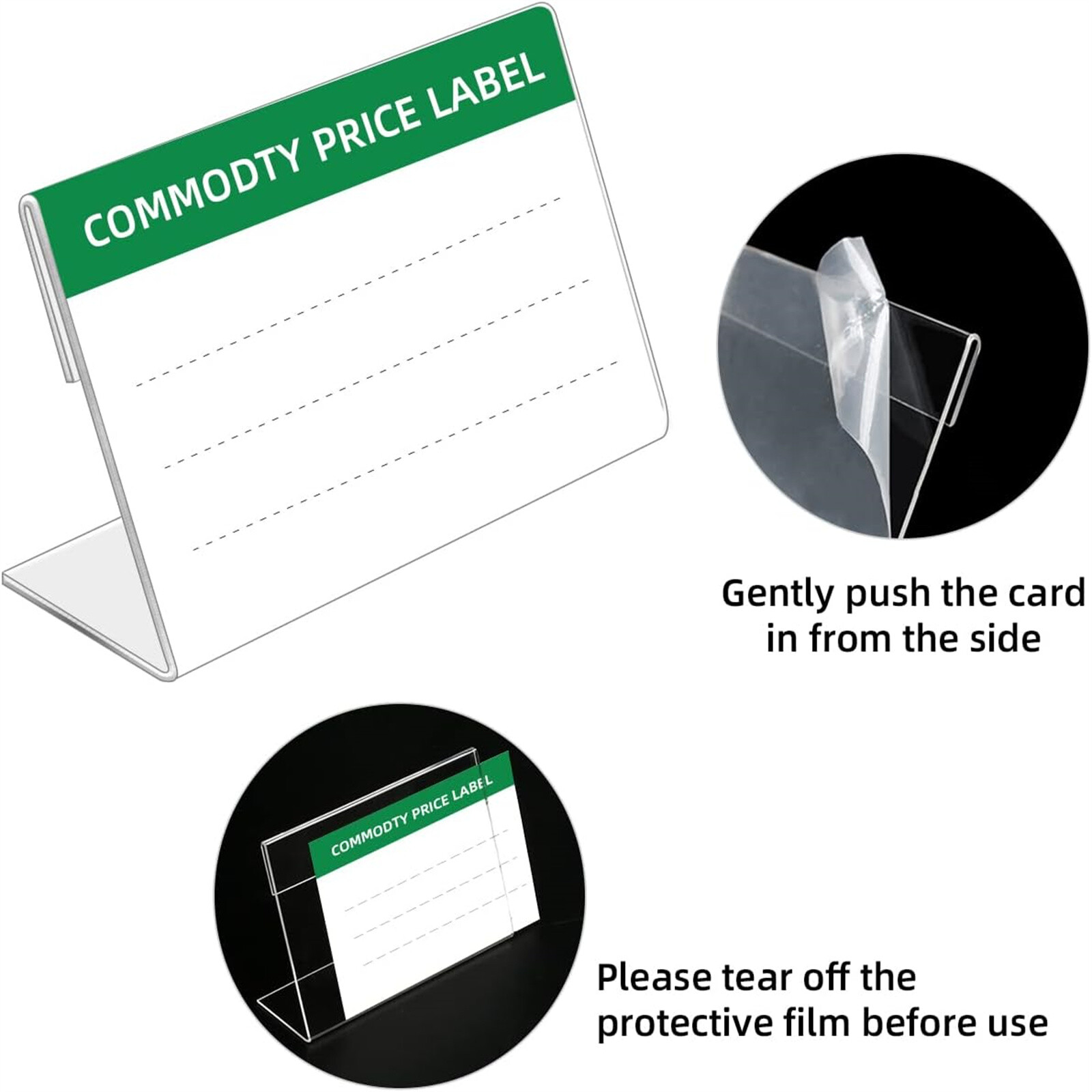 20PCS Acrylic Sign Display Holder Label Price Name Card Tag Shop Stand ...