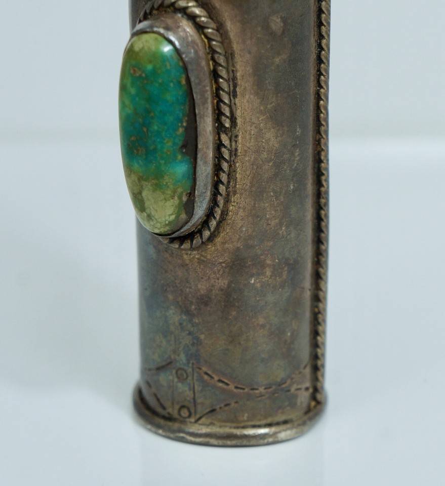 Vintage Native American Sterling Turquoise Bud Vase Cane Topper Fred ...