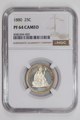 1880 PROOF SEATED LIBERTY QUARTER NGC PR64 CAMEO | eBay