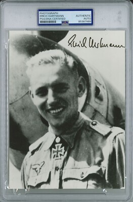 ERICH HARTMANN SIGNED 5X7 PHOTOGRAPH PSA DNA 85387989 (D) WWII ACE 352V ...