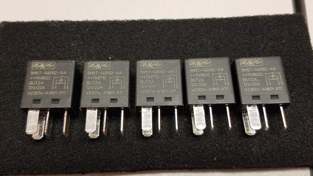 5 pcs Auto relay TE PN V23074-A1801-X17//PA66-GF25 12V/20A/5M5T-14B192 ...