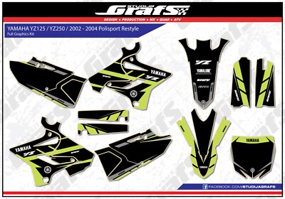 2002 2003 2004 YZ 125 250 Graphics Kit For YAMAHA YZ125 YZ250 Polisport ...
