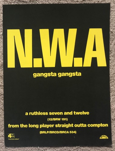 N.W.A. - GANGSTA GANGSTA 1988 Full page UK magazine ad NWA | eBay