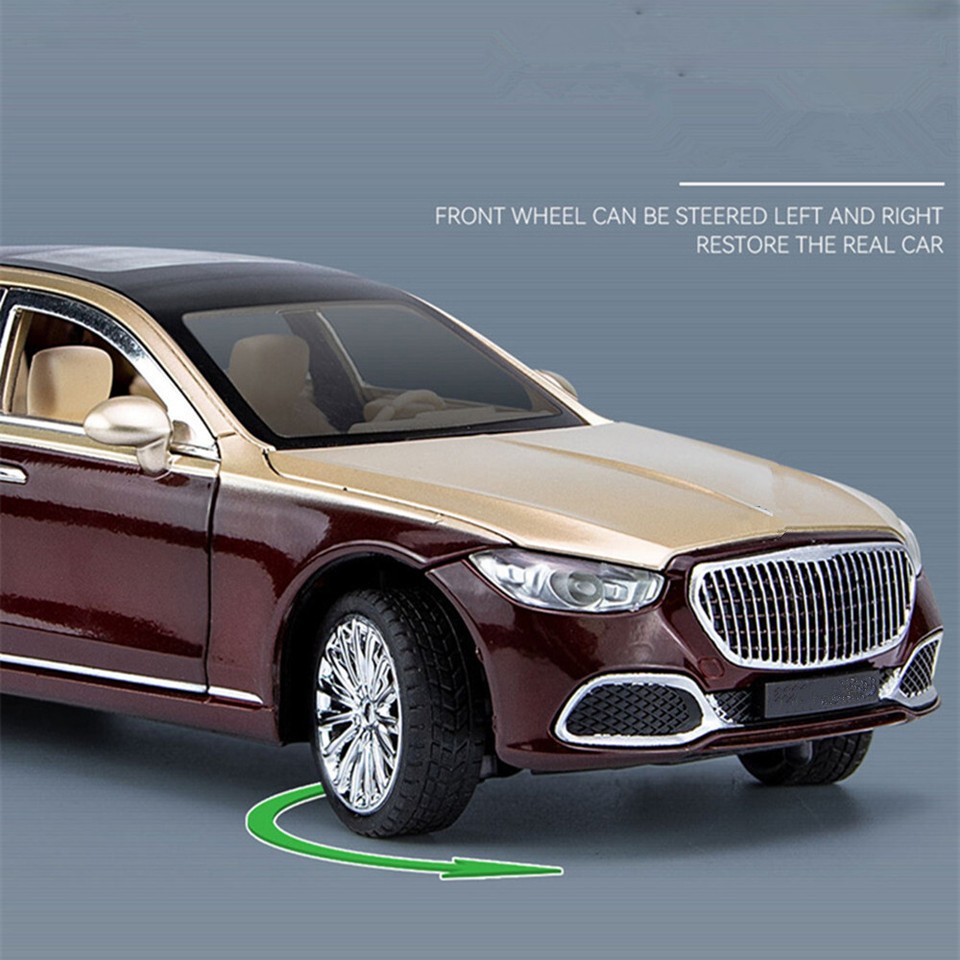 Wine Red 1/24 Alloy Metal Car Model Sound & Light Gift Toy For Maybach ...
