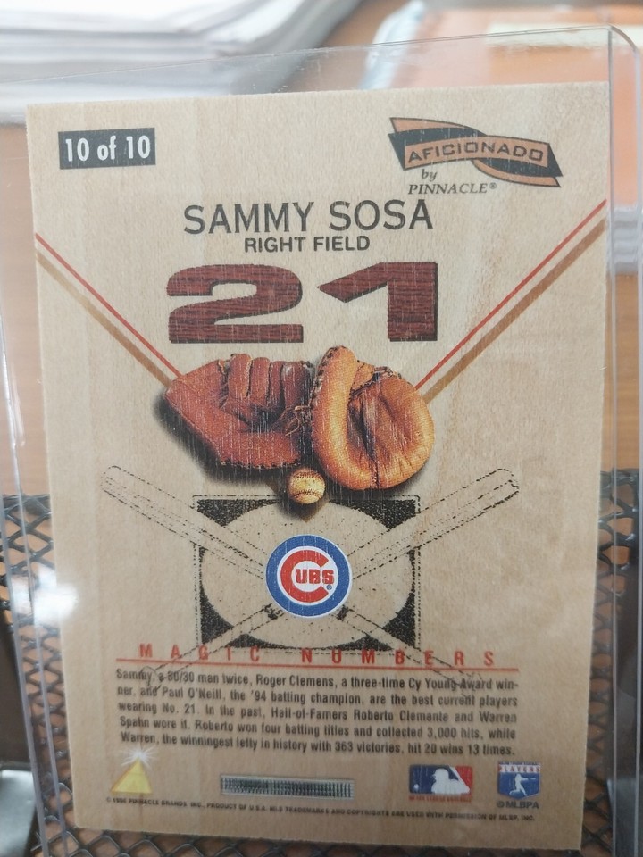 1996 PINNACLE AFICIONADO MAGIC NUMBERS #10 SAMMY SOSA | eBay