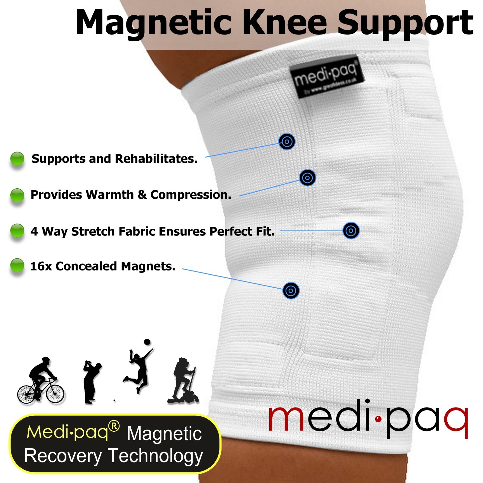 Knee Support Arthritis Brace Magnetic Hinged Sleeve Compression Pain ...