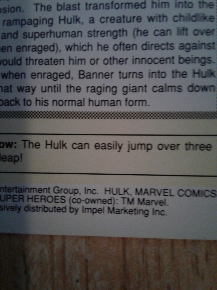 Marvel Comics Super Heroes Card #3: The Hulk 1990 RARE ERROR CARD | eBay