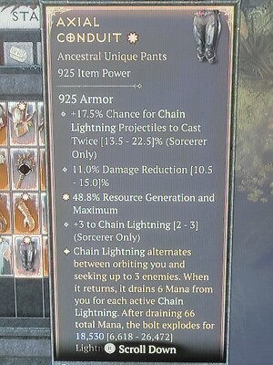 DIABLO 4⭐Season 5 - Unique Pants - Axial Conduit Greater affixe ...
