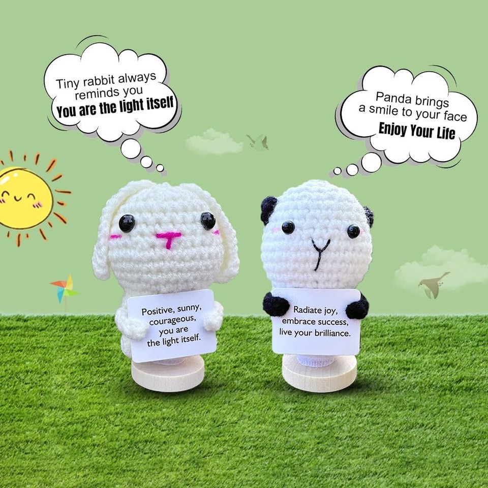 9PCS Crochet Animals with Positive Messages, Positive Crochet Animals ...