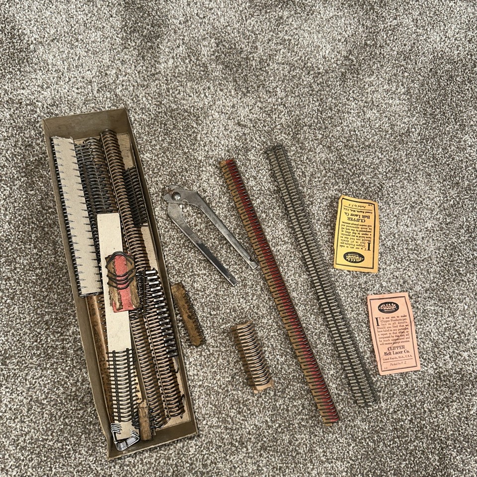 Clipper Belt Lacing Co Carded Belt Lacing Hooks, Tool, w/ Bamboo rods ...