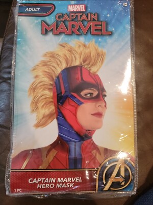 Marvel Captain Marvel Hero Mask Adult One Size Halloween Costume Amscan ...