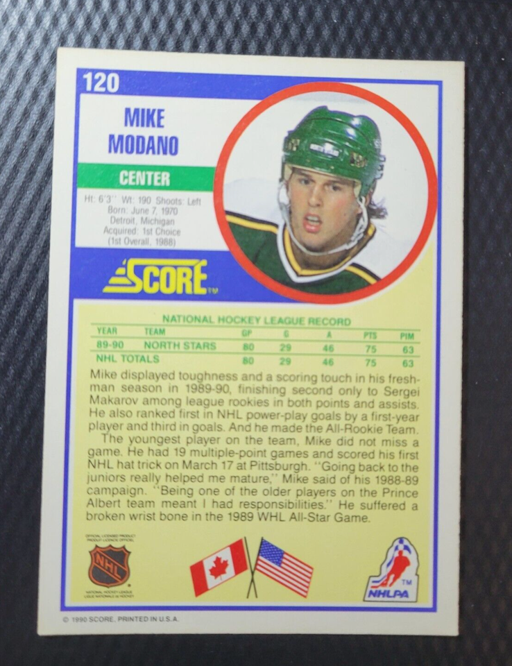 1990-91 Score American MIKE MODANO Minnesota North Stars HOF ROOKIE ...