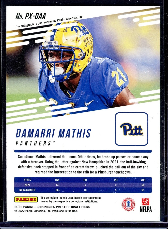 DAMARRI MATHIS ~ 2022 Prestige Xtra Points Signatures Pink #28 AUTO ...