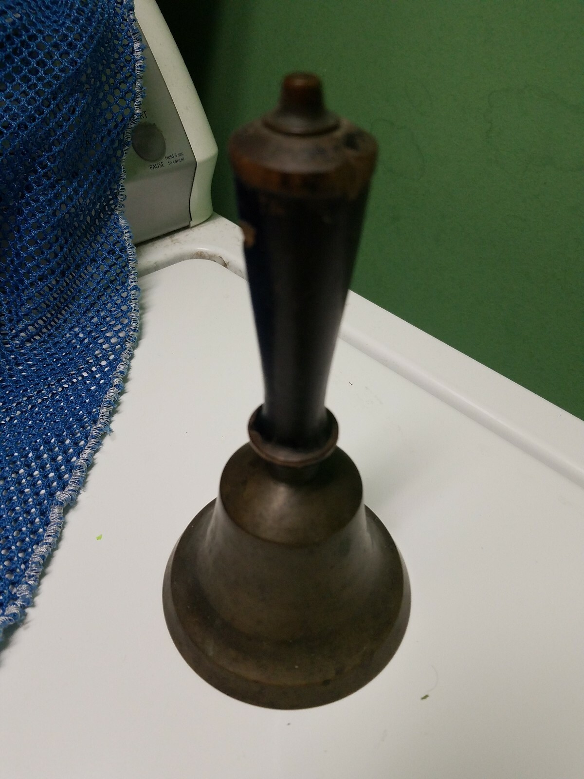 Antique Brass Wood Handle Hand Held School Bell Original Clapper | eBay