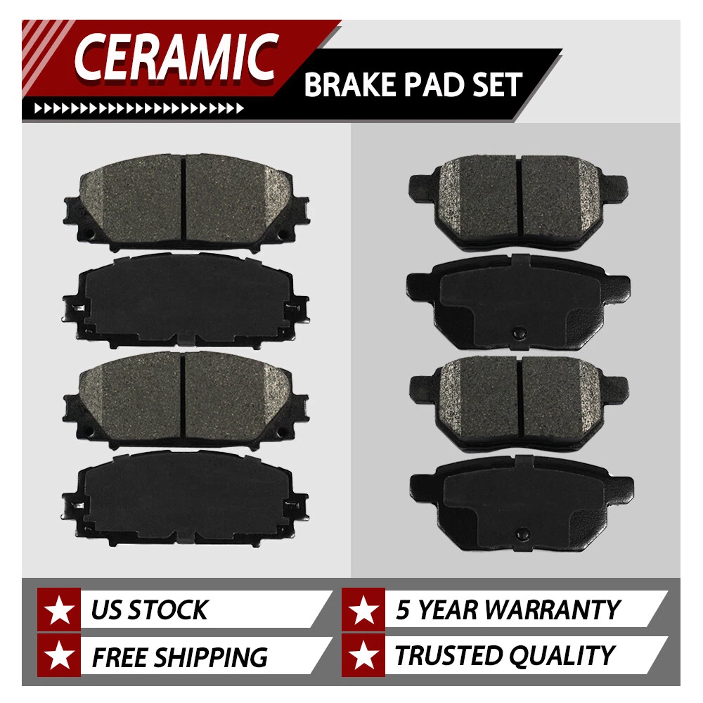 8PCS Ceramic Brake Pads D1184 D1354 for 2012-2018 Toyota Yaris (Front ...