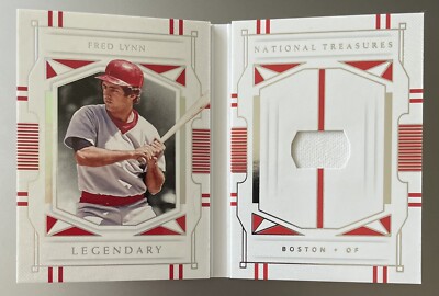 2021 National Treasures Legendary Booklet Fred Lynn Red Sox Game Worn ...