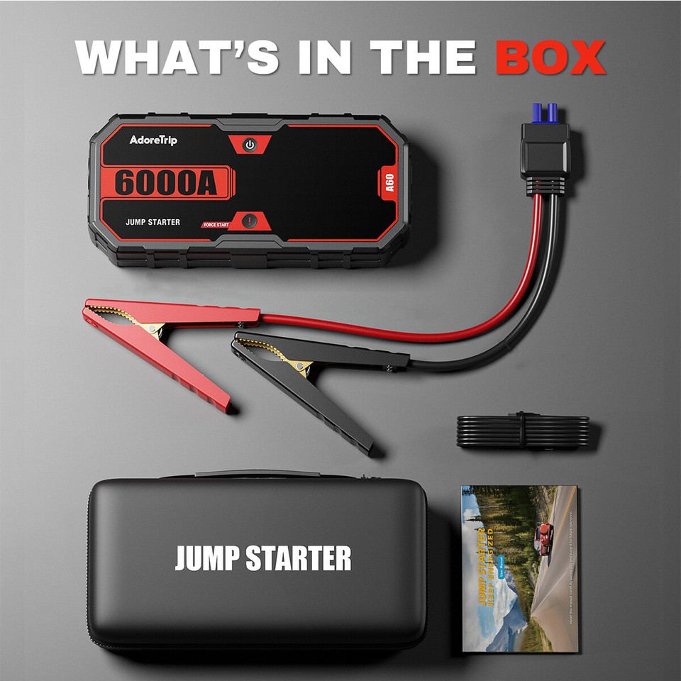 6000AMPS POWER Heavy Duty Truck Battery Booster Pack Jump Starter Box ...
