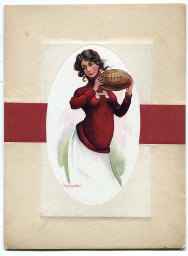 Large Antique Early 1900's HARVARD University College Girl FOOTBALL ...