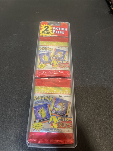 1996 Pokemon ACTION FLIPS Lenticular Cards Blister (2 Packs) VTG New ...