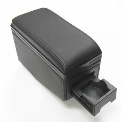 Universal Black Leather Armrest Arm Rest Centre Console Storage Box | Front