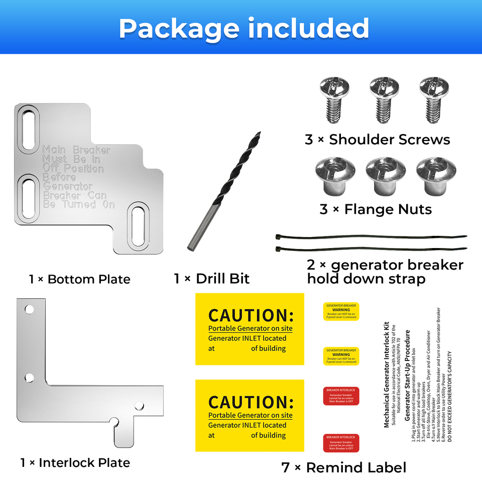 Billet Generator Interlock Kit For Eaton / Cutler Hammer 200 Amp Panel ...