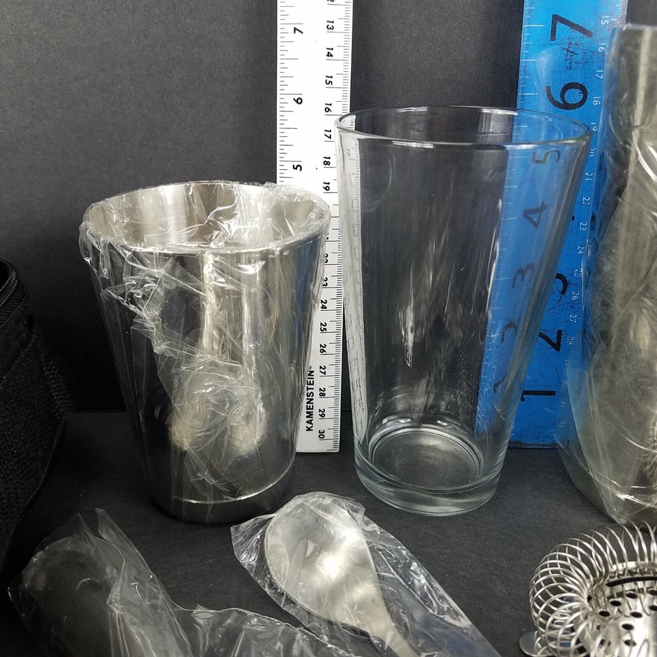 Bartender Starter Kit Supplies - Boston Cocktail Shaker Strainer Scoop ...