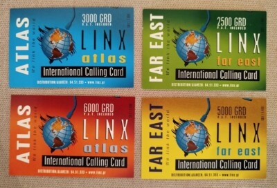 Set of 4 Super Rare Vintage Greek Prepaid Calling Phone Cards (ATLAS ...