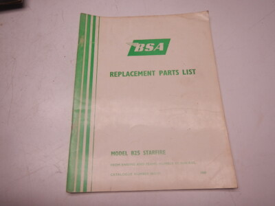 1969 BSA Replacement Parts List Model B25 Starfire 00-5197 | eBay