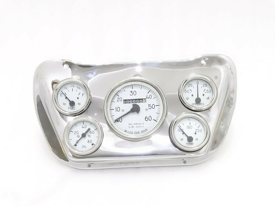 For NEW WILLYS JEEP COMPLETE WHITE FACE SPEEDOMETER MOUNTING CHROME ...