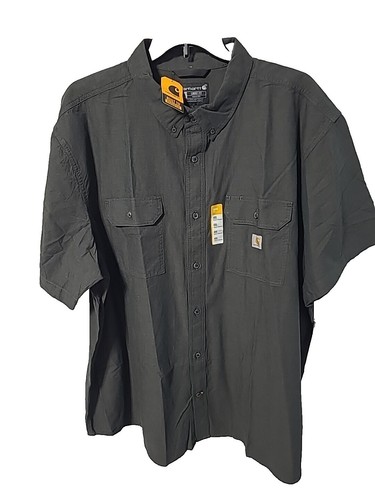 Carhartt Men's 4XL Rugged Short Sleeve Button Shirt Navy 102537 | eBay