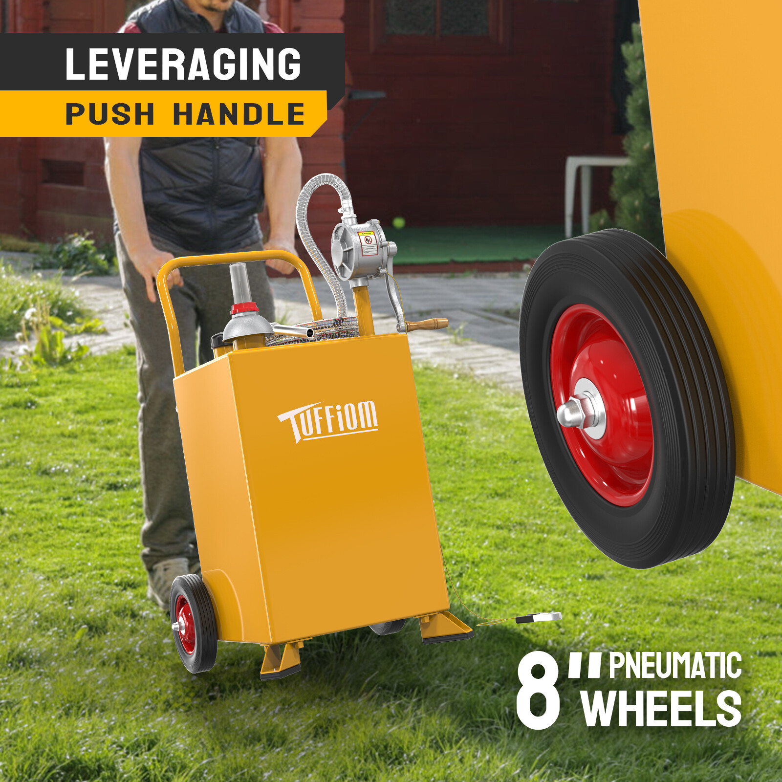 20 Gallon Gas Caddy w/ Pump & Wheels Portable Fuel Gasoline Diesel ...