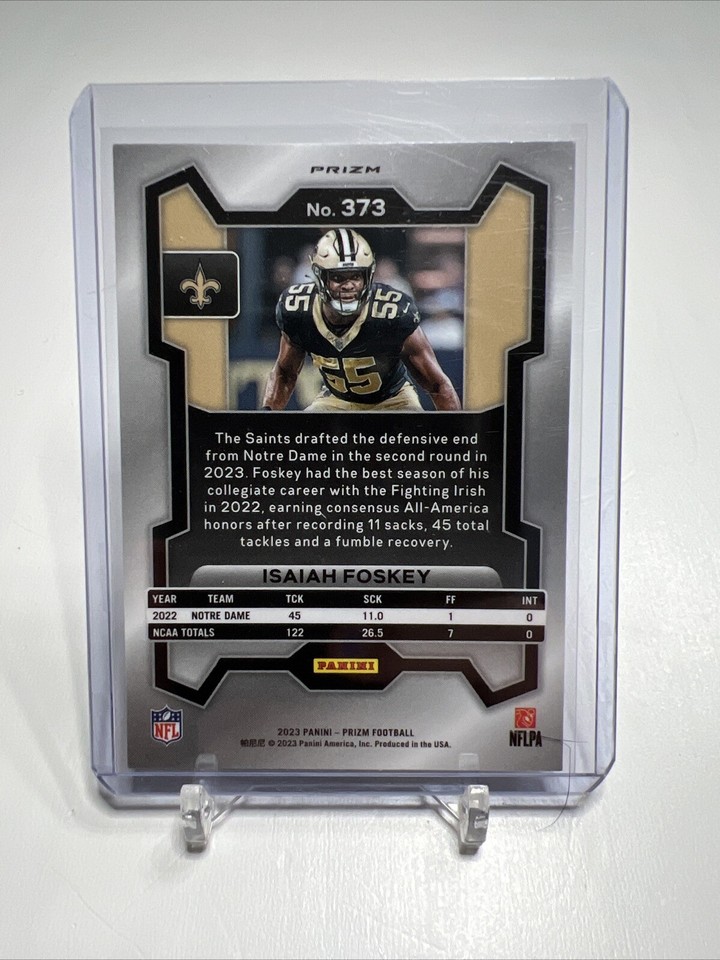 2023 Panini Prizm Isaiah Foskey Silver Prizm Rookie Card New Orleans ...