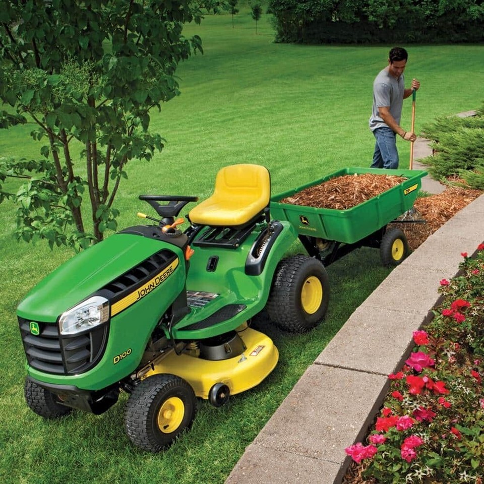 John Deere 450 lb. 7 cu. ft. Tow-Behind Poly Utility Cart Riding Mower ...