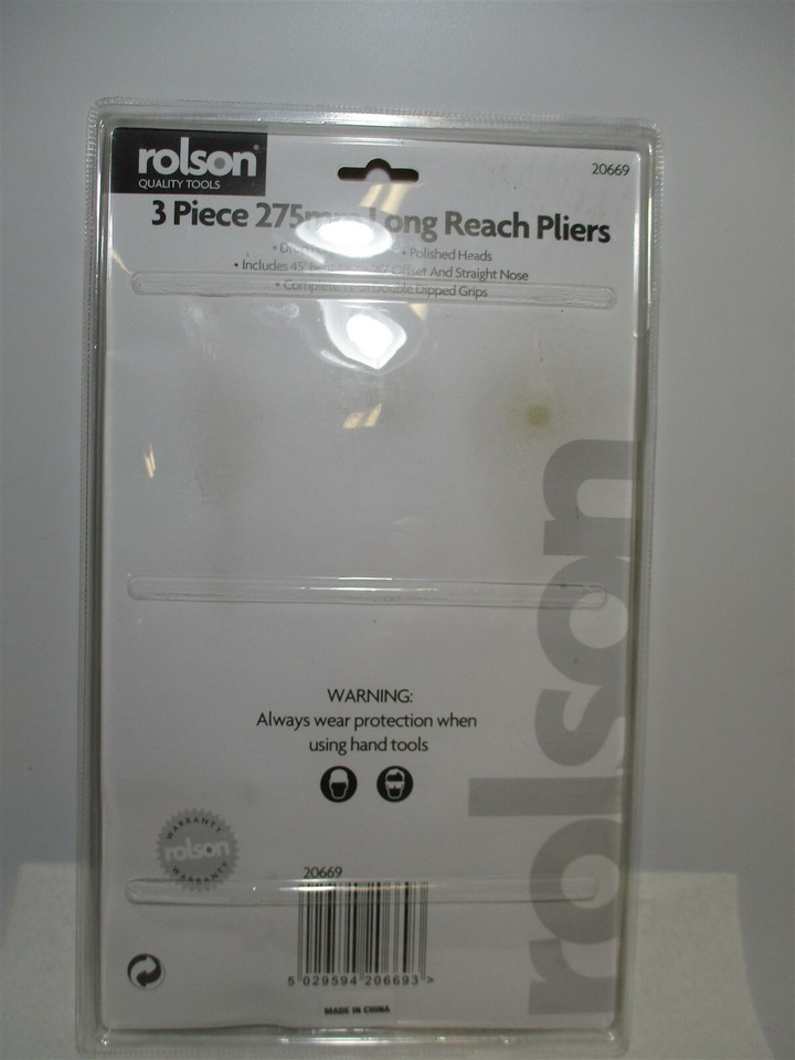 Rolson (20669) 3-Piece 10" Forged Steel Long Reach Pliers w/ Double ...