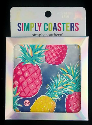 NEW Simply Southern Coasters Water Absorbent Cork Backing "Pineapples ...