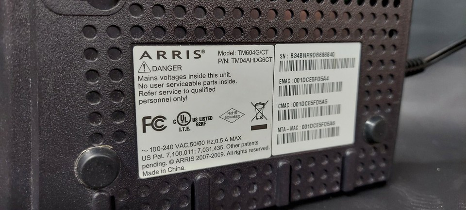 Arris Comcast Cable Modem Model Tm604g/ct | eBay