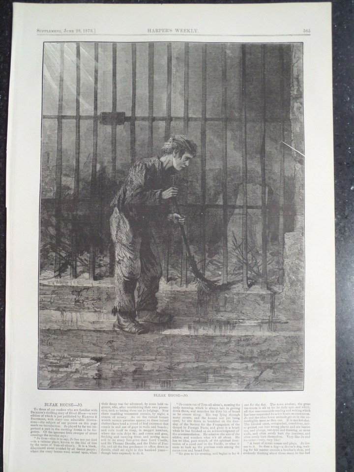 Bleak House Jo Crossing Sweeper Charles Dickens Harper's Weekly 1873 | eBay
