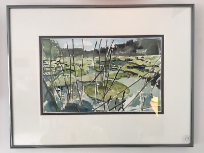 MA., LILY PADS / ORIG. W/C / FRAMED / 13"H X 17' W / MIMI DAVIS, ARTIST ...