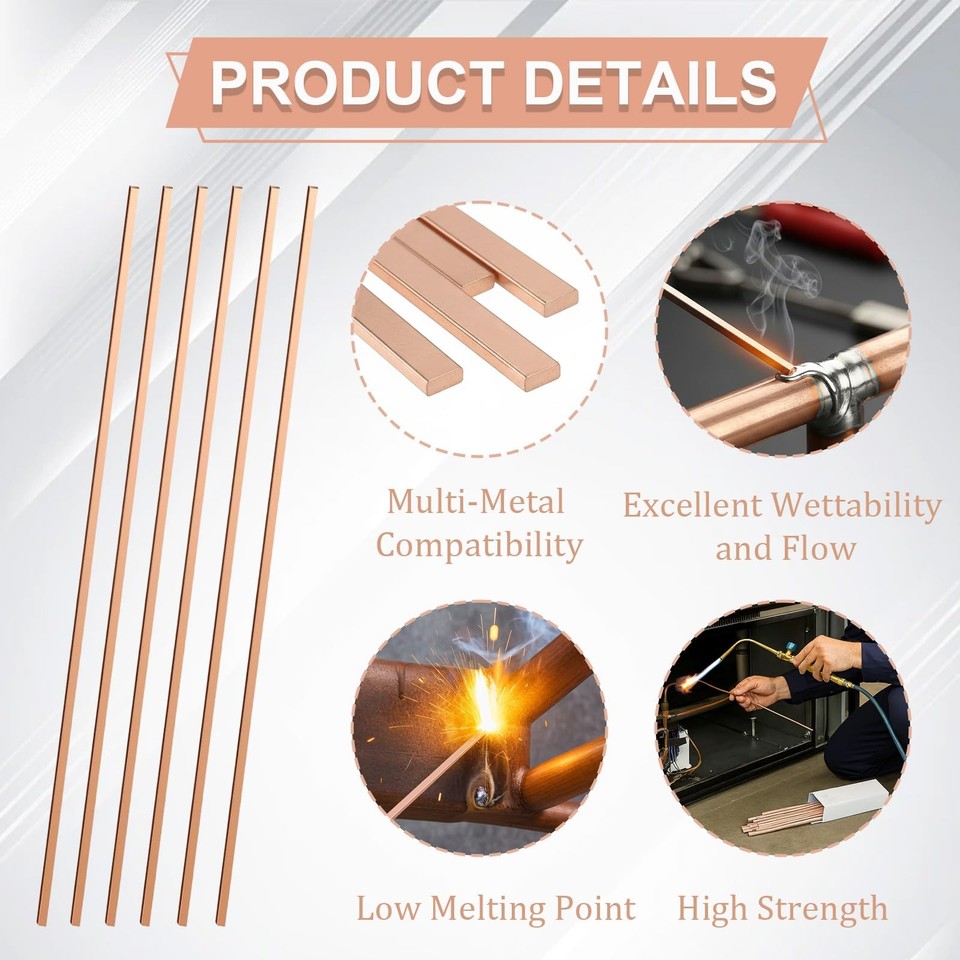 40 Sticks 15% Silver Brazing Rods – Flat Phos Copper Welding Rods for ...