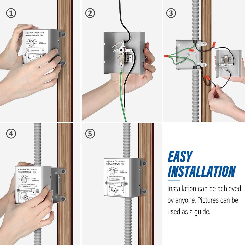 10 Inch 1650RPM 820 CFM Shutter Exhaust Fan & Adjustable Programmable ...