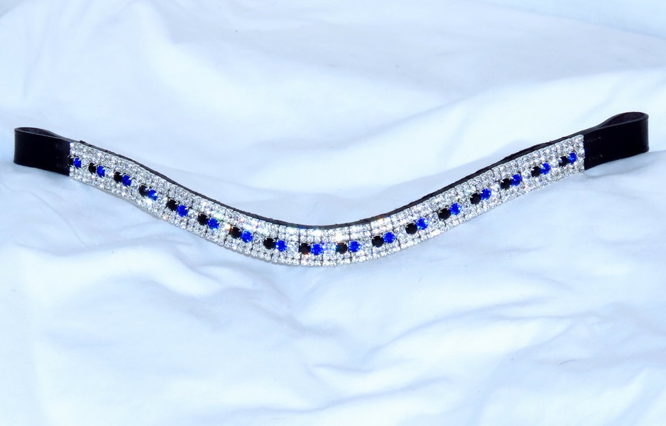 FSS GLIMMER BLUE/BLACK/CLEAR CRYSTAL 5 Row 6mm/3mm Bling Curve U Swing ...