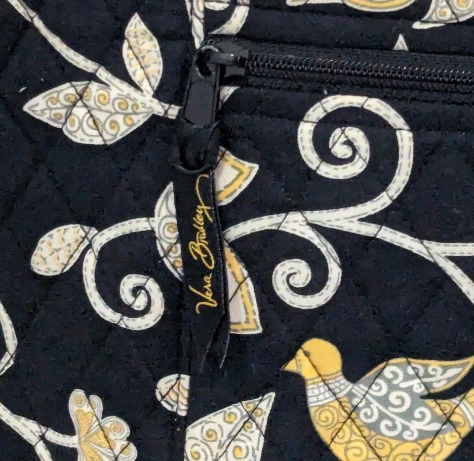 Vera Bradley Yellow Bird Black Yellow Floral Quilted Purse Tote ...