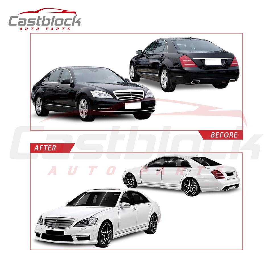 For 2007-2013 S-Class W221 Upgrade S65 AMG Style Bumper Body Kit+Side ...