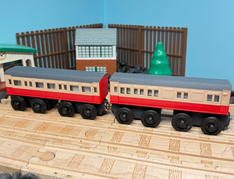 Wooden Railway Express Passenger & Brake Coach Train Custom for Thomas ...