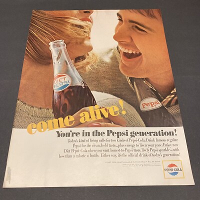 Vintage Print Ad The Pepsi Generation Come Alive 1964 Ephemera 10 3/8 ...