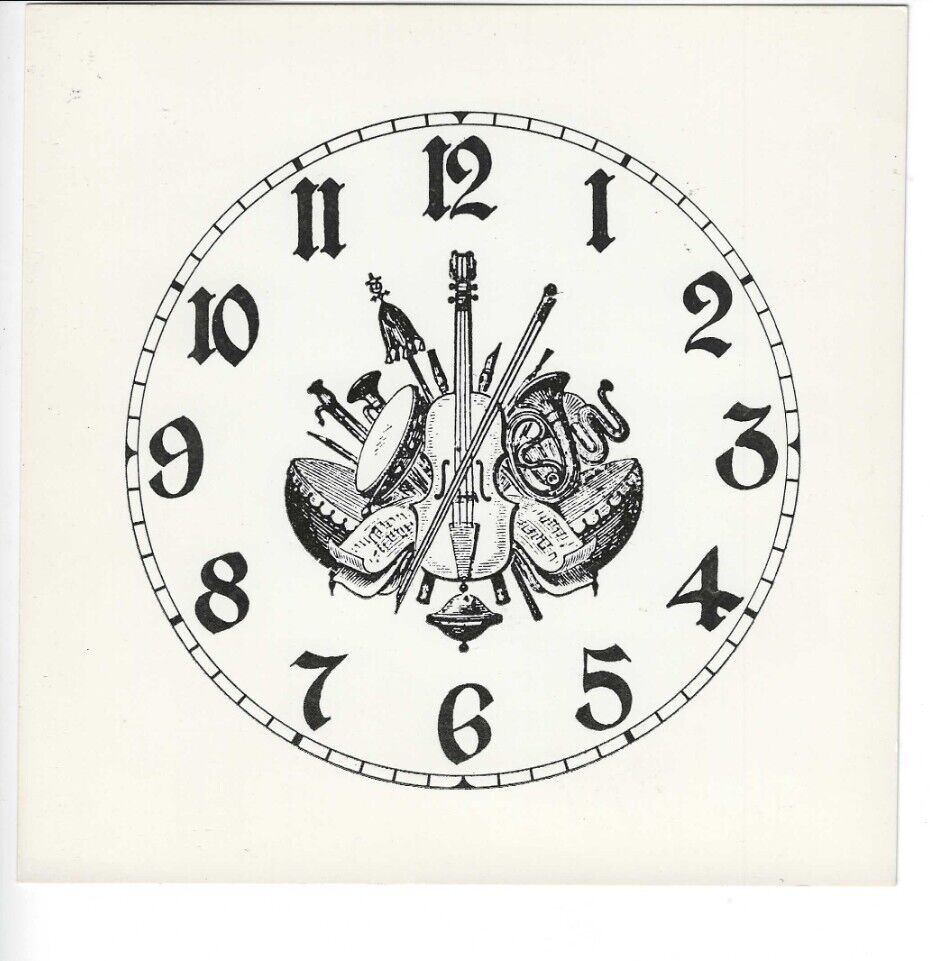 Vintage Arabic Paper Card Clock Dial Face 5 White Glossy Violin Music ...
