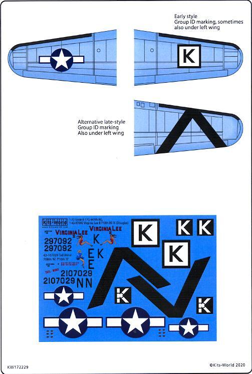 Kits World Decals 1/72 B-17G FLYING FORTRESS 447th BOMB GROUP 1943-1945 ...