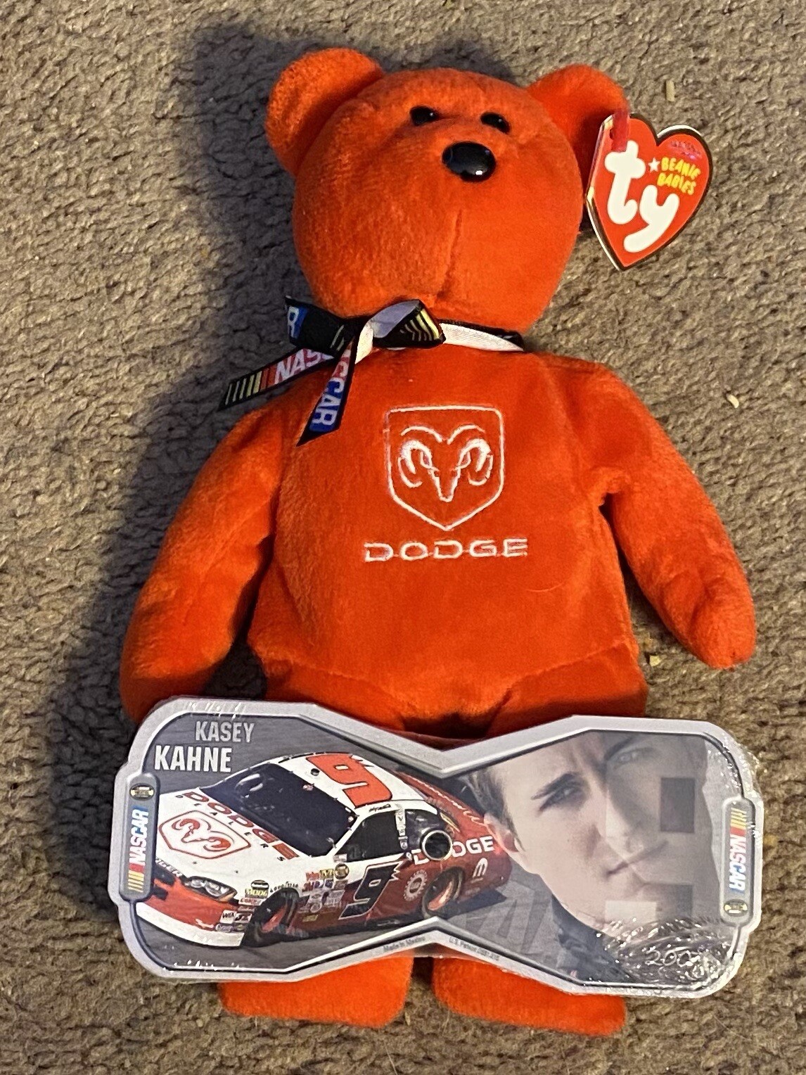 VINTAGE TY Beanie Baby RACING Nascar Bear Kasey Kahne Flicker Everham ...
