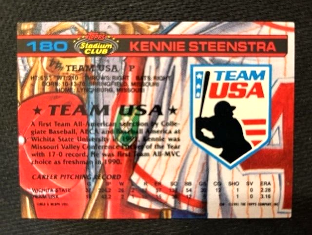 MLB - Kennie Steenstra 1991 Topps Stadium Club Baseball - Team USA | eBay