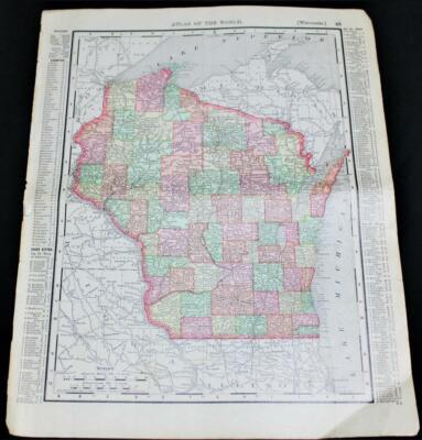 RAND MCNALLY ATLAS MAP PAGE WISCONSIN & MINNESOTA 1895 VINTAGE | eBay
